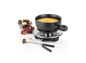 4260509687157 - Sirloin Fondue-Set Käsefondue Raclette | 1200 Watt | Keramiktopf | Thermostat | Edelstahlgabeln - Schwarz - Klarstein