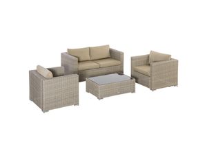 4251774951111 - 4-tlg Polyrattan Gartenmöbel Set Gartengarnitur Garten-Set Sitzgruppe Loungeset Loungemöbel mit Cou