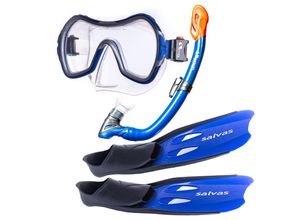 4260607985247 - SALVAS Set Cancun Kids Kinder Tauchmaske + Schnorchel + Schwimmflossen Gr 27-35 Größe 34 35