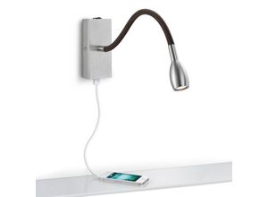 4250035822153 - LED-Wandleuchte Milos nickel mit USB-Ladeanschluss