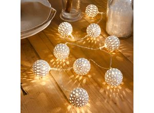 7318301571031 - Konstsmide Christmas Zehnflammige LED-Lichterkette Metallkugel weiß