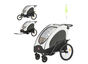 4251774975803 - 2 in 1 Fahrradanhänger für 2 Kinder 150 x 85 x 107 (LxBxH) Kinderanhänger Anhänger Fahrradanhänger Jogger Kinderwagen