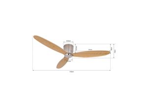 9333509102373 - Lucci AIR Radar Deckenventilator (Ø x H) 132 cm x 195 cm Flügelfarbe Braun Gehäusefarbe (Details) Chrom