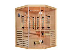 4260565525103 - Infrarotkabine Kiruna150 mit 8 Vollspektrum- & 1 Flächenstrahler 3 Personen 150 x 150 cm led Farblicht & Glasfront Infrarotsauna Sauna - Artsauna