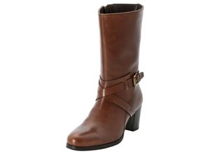 4061303921238 - Große Größen Stiefelette aus Leder mit Zierband und Schnalle braun Gr44