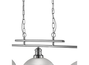 5053423057606 - Bistro - 3 Licht Decke Anhänger Bar Satin Silber saures Glas E27 - Searchlight