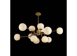 4251110011844 - Pendelleuchte Matte 12 Glaskugeln Modernes Design Erich | Gold