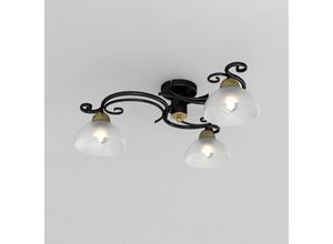 5907565959772 - Deckenlampe Flora 3 Glasschirme schwarz messing