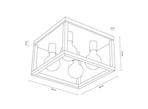 4251911721027 - Envostar Rowan Deckenleuchte Eiche Quadrat 4fl