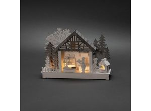 7318303262210 - Weihnachtsdorf KONSTSMIDE Weihnachtsdeko Weihnachtsdörfer Gr H T 21 cm x 7 cm weiß Weihnachtskrippen Weihnachtsdörfer 6 Stunden Timer 4 warm weiße Dioden