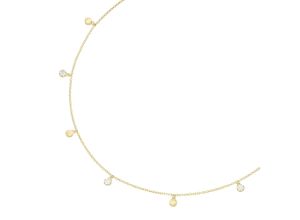 4007810154813 - Collier GIORGIO MARTELLO MILANO mit 7 Behängen weißen Zirkonia und matt Silber 925 Halsketten Gr 45 cm Silber 925 (Sterlingsilber) goldfarben (vergoldet) Damen Colliers