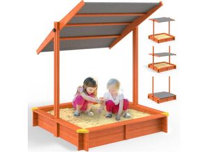 4251777202920 - Spielwerk® Sandkasten verschiedene Größen Sonnendach UV-Schutz 50+ Sandbox Abdeckung Kinder Outdoor Sandkiste Imprägniert Sand Garten Holz Bodenvlies