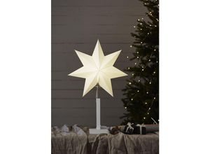 7391482037879 - Star Trading 232-26 Weihnachtsdekoration PAPIERSTERN KARO E14 1X25W Holz Stahl weiss silber L43cm B15cm H68cm mit Kabelschalter