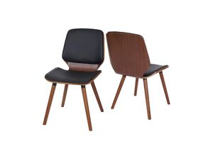 4057651138718 - 2er-Set Esszimmerstuhl MCW-B16 Holz Bugholz Retro-Design Walnussoptik MVG-zertifiziert ~ Kunstleder schwarz