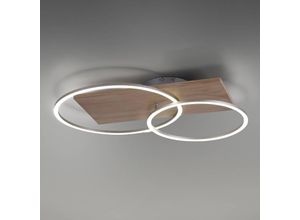 4012248358979 - Paul Neuhaus CCT LED Deckenleuchte Palma stahl-holz 70 x 56 cm dimmbar Deckenleuchte