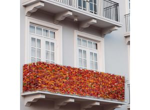 4057651880396 - Balkonsichtschutz Sichtschutz Windschutz Verkleidung für Balkon Terrasse Zaun ~ 500x150cm Ahorn rot-gelb