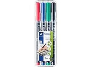 4007817310380 - STAEDTLER Lumocolor 317 OHP-Marker Mittel Rundspitze 08 - 1 mm Farbig sortiert Nachfüllbar 4 Stück