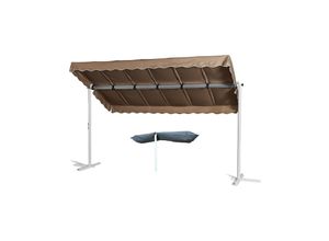 4001827781192 - Standmarkise Dubai Taupe 375x225cm mit Schutzhülle Terrassenüberdachung Raffmarkise Mobile Markise Ziehharmonika