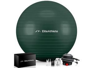 4260696120161 - EliteAthlete® Gymnastikball Sitzball Büro ergonomisch mit Anti Burst System - Fitness Yoga Pilates Schwangerschaft - Schwangerschaftsball Fitnessball Yogaball - Yoga Ball inkl Luftpumpe - Forest 65cm