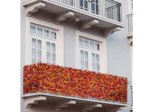 4057651804545 - Balkonsichtschutz Sichtschutz Windschutz Verkleidung für Balkon Terrasse Zaun ~ 300x150cm Ahorn rot-gelb