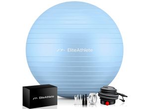 4260696120499 - EliteAthlete® Gymnastikball Sitzball Büro ergonomisch mit Anti Burst System - Fitness Yoga Pilates Schwangerschaft - Schwangerschaftsball Fitnessball Yogaball - Yoga Ball inkl Luftpumpe - Frosty 75cm