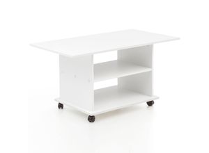 4251745760841 - Couchtisch SEGRE Stilvoll 2 Ablageflächen Rollen Melaminharzbeschichtung 95x51x545 cm Weiß Sonoma