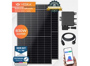 4054748990839 - VESKA Balkonkraftwerk 830 W   600 W Photovoltaik Solaranlage Steckerfertig WIFI Smarte Mini-PV Anlag