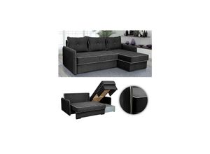 4251421928411 - Ecksofa KANSAS Schlaffunktion Dunkelgrau- Couch Schlafsofa Bett Eckcouch Taschenfederkern Sofa