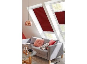 4001442768677 - Dachfensterplissee Classic Style Crepe Plissees Gr 74 cm zweiseitig verschiebbar 117 cm rot (rot weiß) Dachfensterplissees mit Führungsschienen
