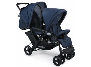 4054353274522 - Geschwisterwagen CHIC4BABY Duo navy blau (navy) Baby Kinderwagen Geschwisterwagen mit feststellbaren Doppelschwenk-Vorderrädern