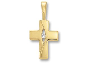 4067551945019 - Ketten-Anhänger Zirkonia Kreuz Anhänger aus 333 Gelbgold Schmuckanhänger Gr Gelbgold 333 goldfarben (gold) Damen Anhänger Gold Schmuck