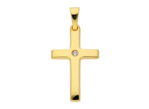 4067551389127 - Ketten-Anhänger ADELIA´S 333 Gold Kreuz Anhänger Schmuckanhänger Gr mit Zirkonia Gelbgold 333 goldfarben (gold) Damen Anhänger mit Zirkonia Goldschmuck für & Herren