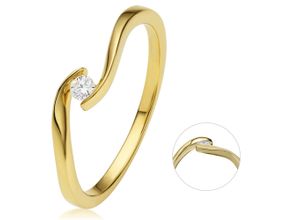 Image of Diamantring ONE ELEMENT "0,05 ct Diamant Brillant Spannfassung Ring aus 750 Gelbgold" Fingerringe Gr. 52, Gelbgold 750-Diamanten, goldfarben (gold) Damen Diamantringe Gold Schmuck Spannfassung