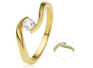 Image of Diamantring ONE ELEMENT "0,25 ct Diamant Brillant Spannfassung Ring aus 750 Gelbgold" Fingerringe Gr. 52, Gelbgold 750-Diamanten, goldfarben (gold) Damen Diamantringe Gold Schmuck Spannfassung