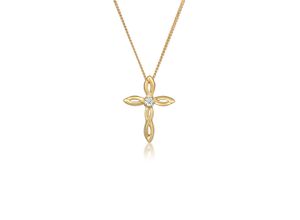 4050878569099 - Collierkettchen ELLI DIAMONDS Kreuz Religion Diamant (003 ct) 585er Gelbgold Halsketten Gr 45 0006 carat ct mit Diamanten Gelbgold 585 Länge 45 cm goldfarben (gold) Damen Colliers