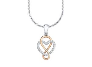 4020689081684 - Kette mit Anhänger SOLIVER 9081684 Herz Unendlichkeitsschleife Infinity Halsketten Gr Silber 925 (Sterlingsilber) Länge 45 cm rosegold (silberfarben roségoldfarben) Damen Ketten mit Anhänger Zirkonia (synth)