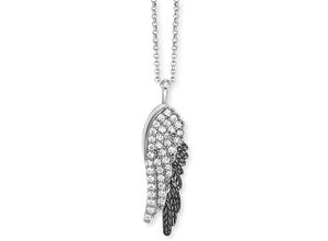 4260645863514 - Kette mit Anhänger ENGELSRUFER Flügelduo ERN-WINGDUO-ZI-BIB Halsketten Gr Silber 925 (Sterlingsilber) Länge 50 cm weiß (silberfarben schwarz kristallweiß kristallweiß) Damen Ketten mit Anhänger Zirkonia (synth)