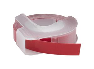 4068201502347 - Vhbw - 1x 3D Prägeband-Schriftband-Kassette kompatibel mit Dymo Mini Maxi 1755 Label Buddy 20008 Etiketten-Drucker 3m x 9mm Weiß auf Rot