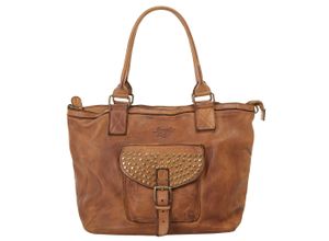 4260543035259 - Shopper SAMANTHA LOOK Damen Gr B H T 40cm x 26cm x 14cm onesize braun (cognac) Leder vintage Taschen echt Leder Made in Italy