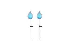 4059157313439 - Etc-shop - Solar Fackeln Flamme Steckleuchten Gartendeko Solarleuchte Blauer Lichteffekt Flammen Design led kaltweiß Crackle-Glas h 90 cm 2er Set