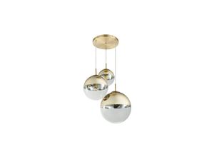 9007371374465 - - Pendelleuchte varus 3-flammig mit Glaskugeln Design in Gold & Klarglas