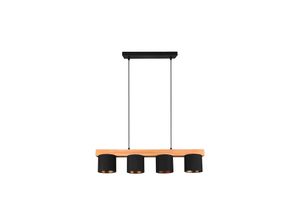 4017807502923 - Reality Leuchten - Holzbalken Pendelleuchte cameron 4 Stoff Lampenschirme Schwarz Gold