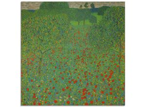 4058661693587 - Glasbild ARTLAND Feld mit Mohn Bilder Gr B H 30 cm x 30 cm Glasbild Blumen quadratisch 1 St grün Bild Glasbild Glasbilder Bilder in verschiedenen Größen