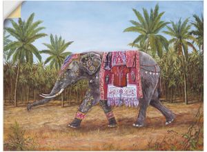 4057738224136 - Wandbild ARTLAND Indischer Elefant Bilder Gr B H 80 cm x 60 cm Wandaufkleber - Vinyl Wildtiere 1 St braun Bild Metallbild Metallbilder Bilder als Alubild Leinwandbild Wandaufkleber oder Poster in versch Größen
