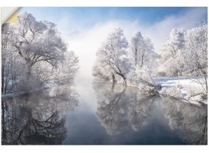 4062144644768 - Wandbild ARTLAND Winter in Oberbayern Bilder Gr B H 60 cm x 40 cm Wandaufkleber - Vinyl Seebilder Querformat 1 St blau Kunstdrucke als Alubild Leinwandbild Wandaufkleber oder Poster in versch Größen
