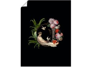 4062144649183 - Wandbild ARTLAND Vintage Dame mit Tauben Bilder Gr B H 60 cm x 80 cm Poster Bilder von Frauen Hochformat 1 St schwarz Kunstdrucke als Alubild Leinwandbild Wandaufkleber oder Poster in versch Größen