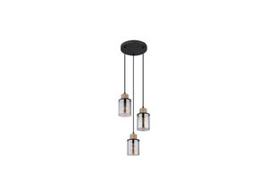 9007371466504 - - Pendelleuchte Hängelampe Esszimmerleuchte Wohnzimmerlampe Metall Glas rauchfarben 3 flammig d 27 cm