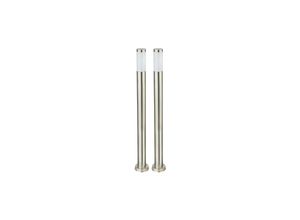 4059157150157 - Stehlampe Stehleuchte Außenlampe Außenleuchte Beistellleuchte Wegelampe IP44 Wetterfest Edelstahl opal silber 1x E27 Fassung DxH 76x110cm 2er