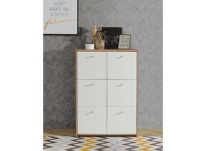 5904767896461 - Kommode CHEST weiß (artisan eiche weiß) B772cm H1127cm T296cm Dekorfolie FSC-zertifizierter Holzwerkstoff Kunststoff Metall Sideboards Breite ca 77 cm