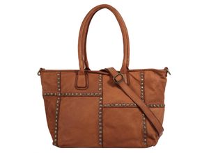 4260543062637 - Shopper SAMANTHA LOOK Damen Gr B H T 48cm x 28cm x 15cm onesize braun (cognac) Leder leicht glänzend unifarben Taschen echt Leder Made in Italy
